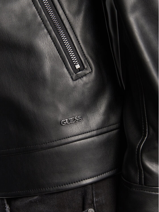 Guess Geacă din imitație de piele Biker M3RL16 WF4C0 Negru Regular Fit