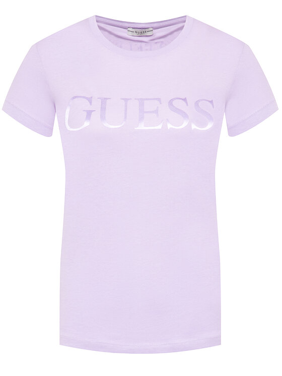 Guess T-Shirt Satinette Tee W0GI18 K46D0 Fioletowy Regular Fit | Modivo.pl