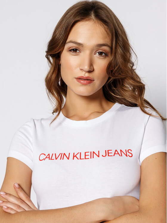 Calvin Klein Jeans T Shirt Institutional Logo J20j213127 Bílá Regular