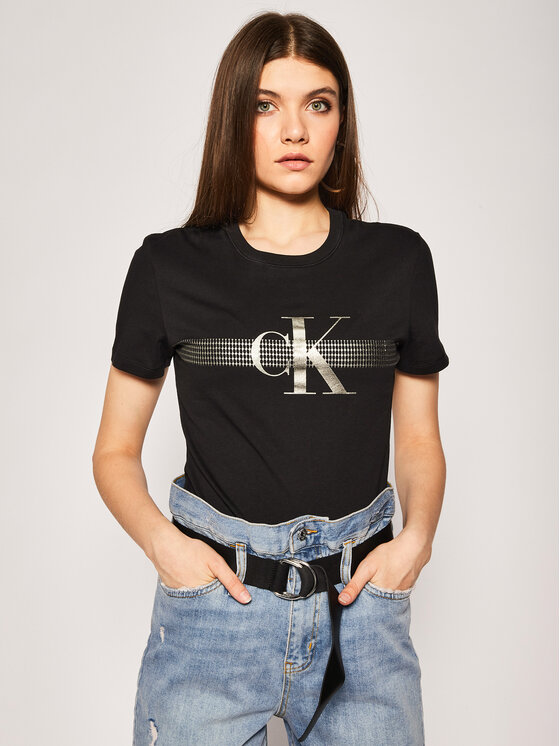 Calvin Klein Jeans T-Shirt Metalic J20J213554 Černá Slim Fit | Modivo.cz