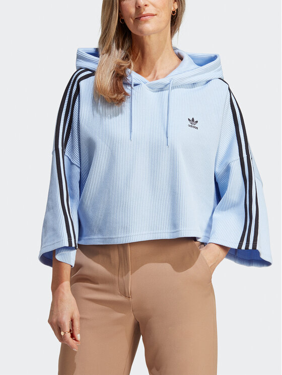 adidas Bluza Crop Hoodie IC5460 Błękitny | Modivo.pl
