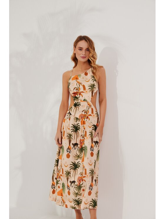 Solié Sukienka letnia Clematis Pomarańczowy Regular Fit | Modivo.pl