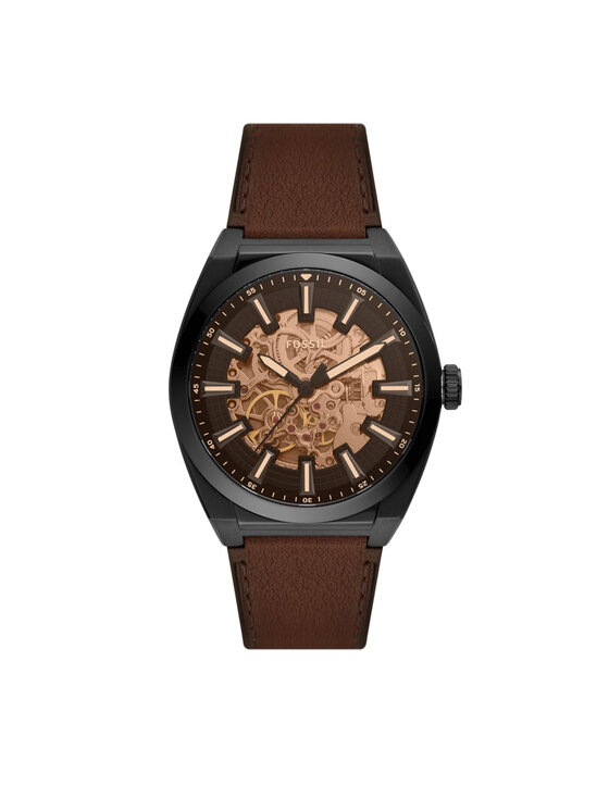 Fossil Zegarek Everett Automatic Skeleton ME3207 Brązowy | Modivo.pl