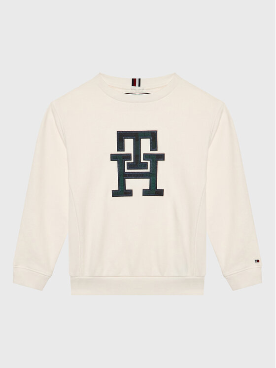 Tommy Hilfiger Sweatshirt Monogram Black Watch KB0KB07955 D Ecru Regular Fit Modivo