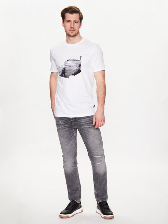 Boss T-Shirt Teglow 50485064 Biały Regular Fit | Modivo.pl