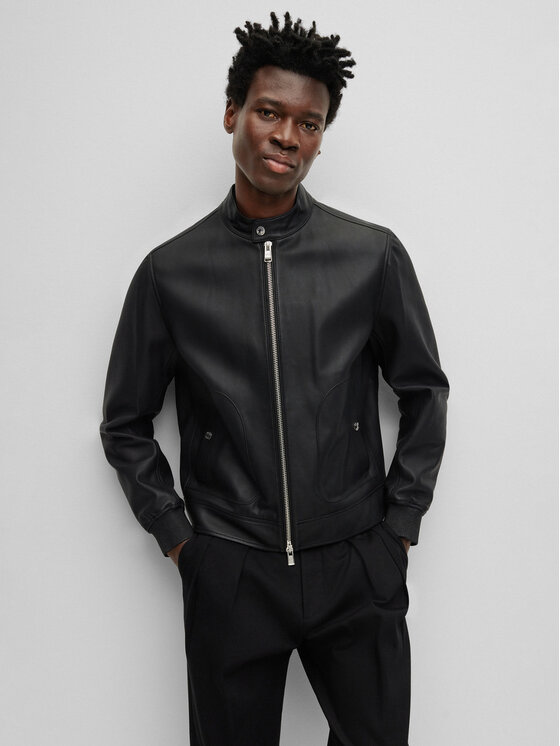 Boss Lederjacke Mapson2 50494120 Schwarz Regular Fit | Modivo.de