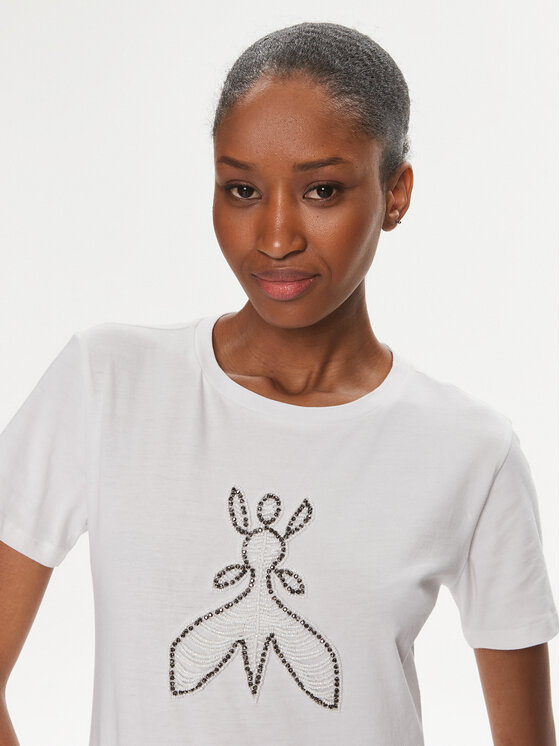 Patrizia Pepe T-Shirt 8M1599/J043-W103 Biały Regular Fit | Modivo.pl