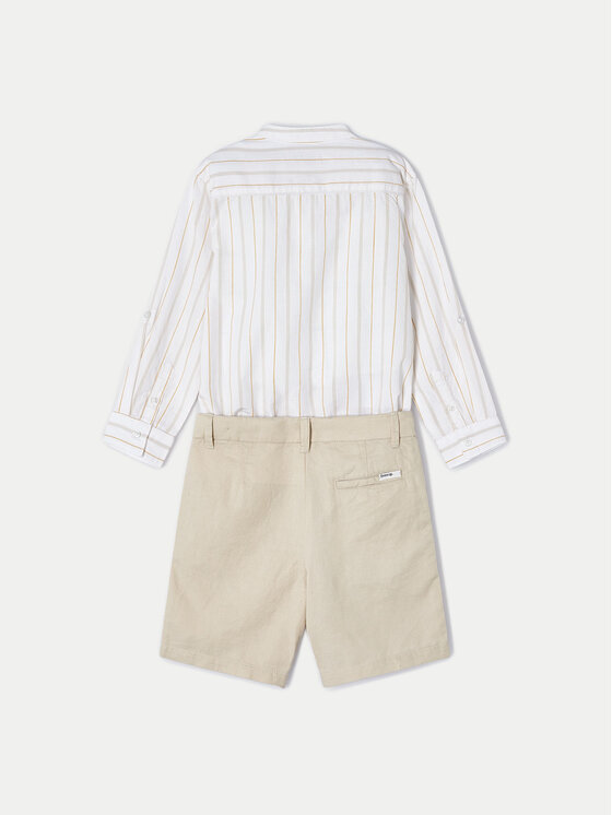 Mayoral Komplet koszula i szorty materiałowe 03281 Beżowy Regular Fit | Modivo.pl