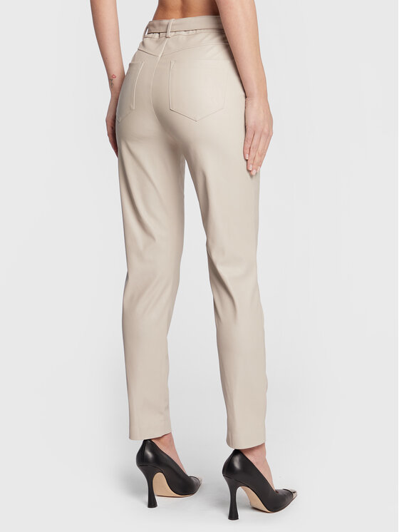 Pinko Παντελόνι από απομίμηση δέρματος Susan 36 1G17XE 7105 Γκρι Skinny ...