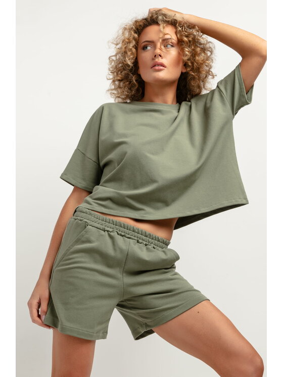 Tessita Szorty T385 Zielony Straight Leg | Modivo.pl