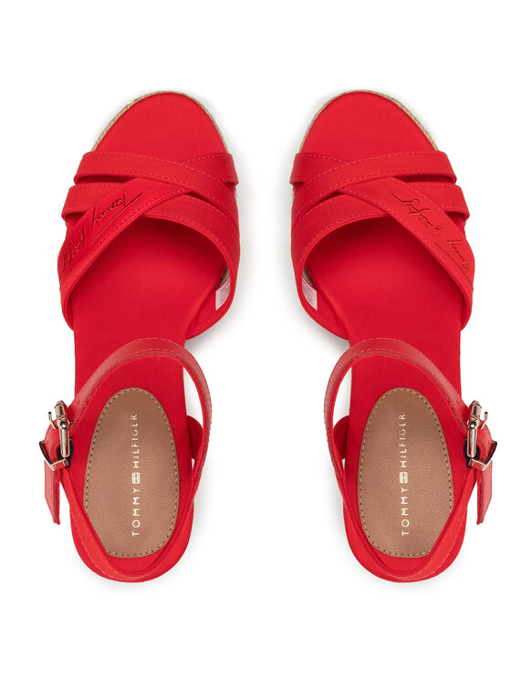 Tommy hilfiger red wedge shoes store