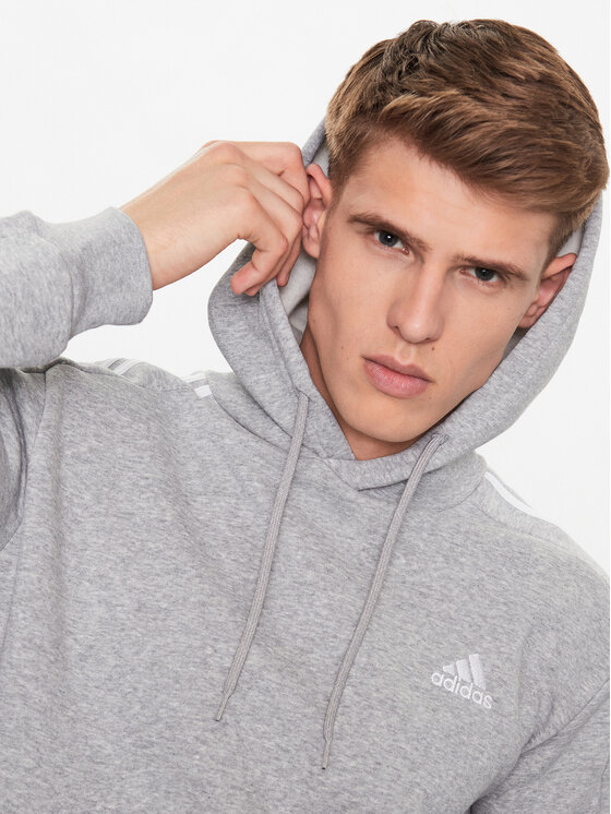 adidas Bluză Essentials Fleece 3-Stripes IJ6474 Gri Regular Fit | Modivo.ro