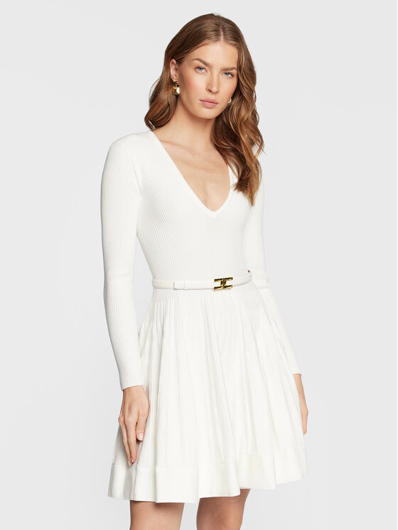 Elisabetta Franchi Úpletové šaty AM-90T-26E2-V600 Bílá Regular Fit ...