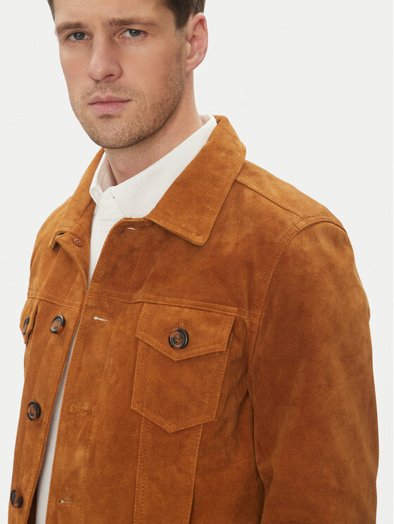 Serge Pariente Kožená bunda Jeans Hnedá Regular Fit | Modivo.sk