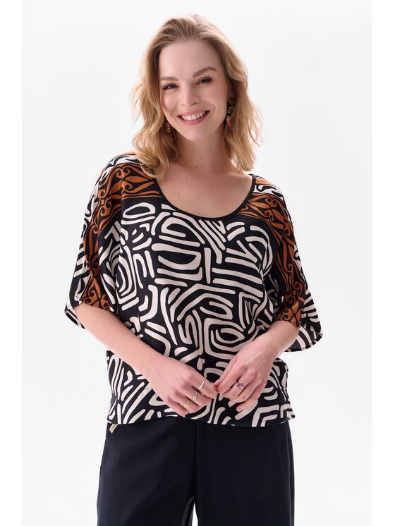 blue shadow Bluzka Portines Czarny Regular Fit | Modivo.pl