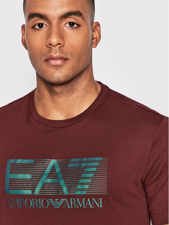 EA7 Emporio Armani T-Shirt 6LPT81 PJM9Z 1495 Bordowy Regular Fit | Modivo.pl