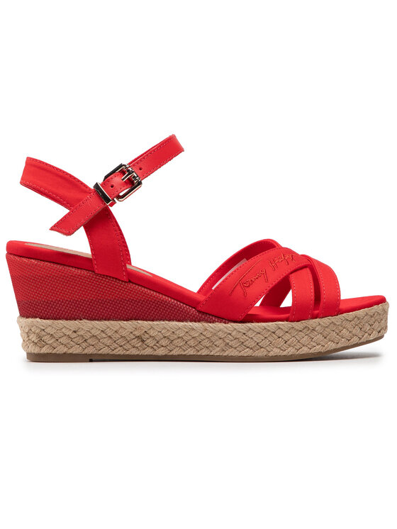 Tommy Hilfiger Espadrilles Tommy Gradient Mid Wedge Sandal FW0FW05627 Rot Modivo