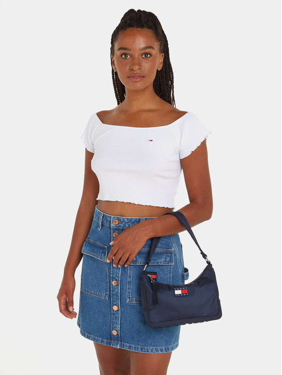 Tommy Jeans Handtasche Tjw Uncovered Shoulder Bag AW0AW15949 Dunkelblau Modivo