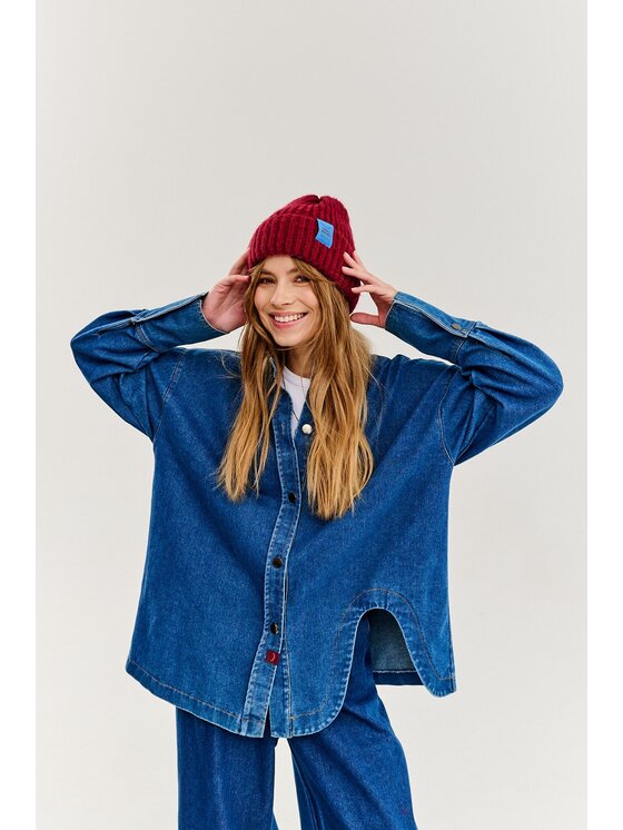 NAOKO Koszula jeansowa Note to Myself Niebieski Regular Fit | Modivo.pl