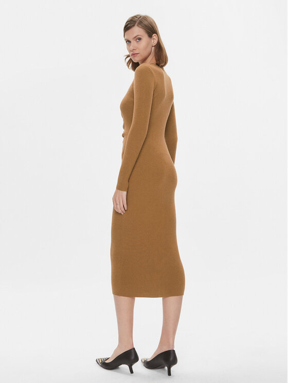 Pinko Úpletové šaty Ermellino 101926 A15S Hnědá Slim Fit | Modivo.cz