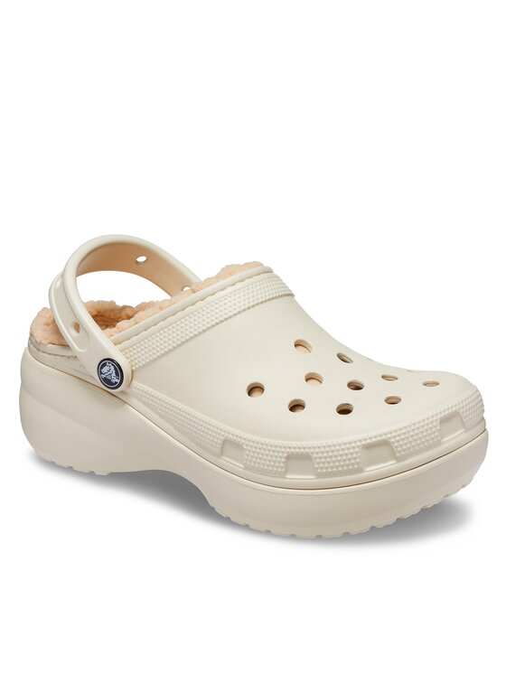 Crocs Pantoletten Crocs Classic Platform Lined Clog W 207938 Beige ...