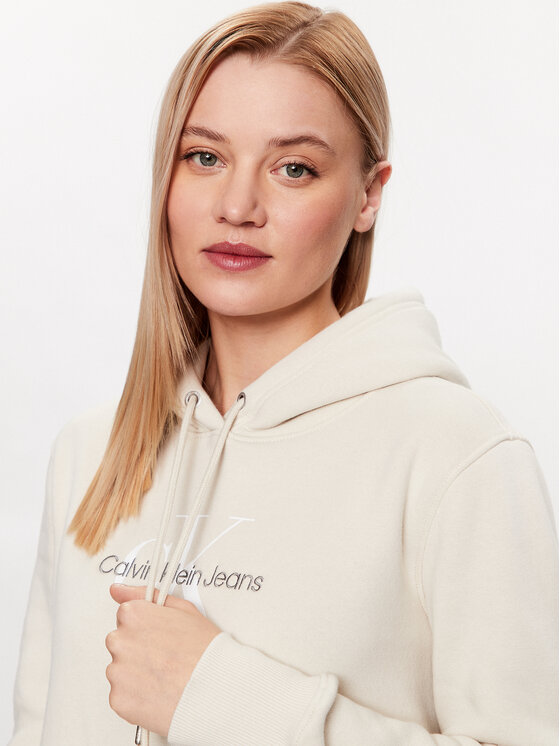 Calvin Klein Jeans Bluza J20J221335 Écru Regular Fit | Modivo.pl