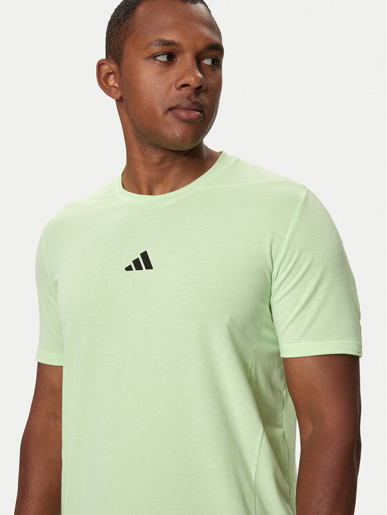 adidas Koszulka techniczna Designed for Training IS3813 Zielony Slim ...