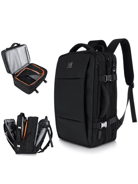 James Hawk Plecak Powiększany plecak podróżny 45 litrów Czarny | Modivo.pl