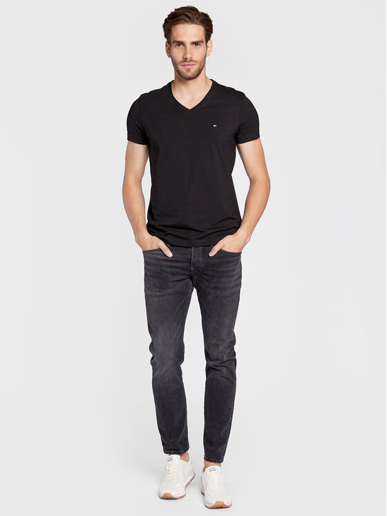 Tommy Hilfiger Póló Core Stretch MW0MW27540 Fekete Slim Fit | Modivo.hu
