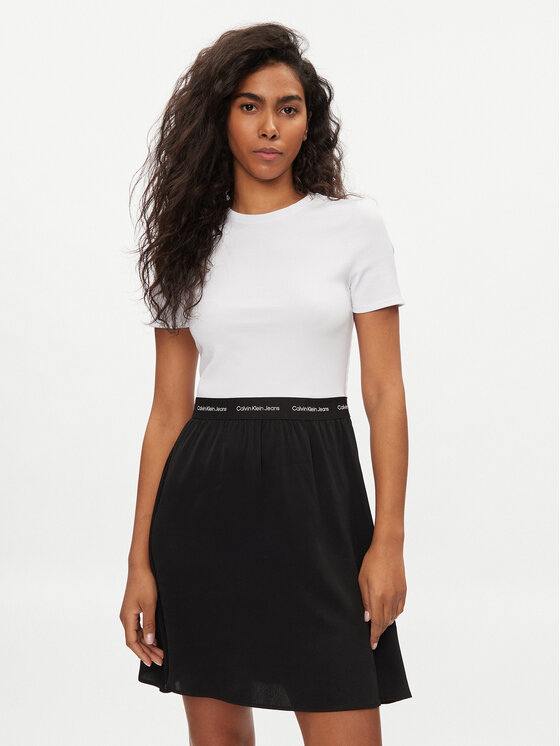 Calvin Klein Jeans Nyári ruha Logo J20J223066 Fehér Regular Fit | Modivo.hu