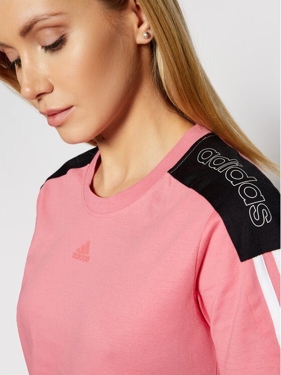 adidas T-Shirt W Cb Lin T GL1447 Różowy Regular Fit | Modivo.pl