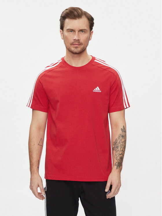 adidas Tričko Essentials Single Jersey 3-Stripes T-Shirt IC9339 Červená ...