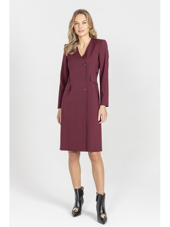 Deni Cler Milano Sukienka elegancka W-DC-3472-E5-F7-39-1 Bordowy ...