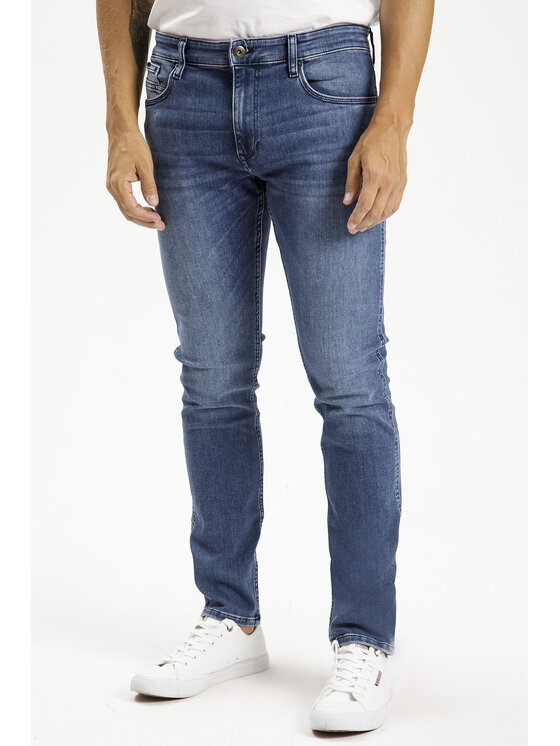 Cross Jeans Jeansy E 185-148 Niebieski Tapered Leg | Modivo.pl