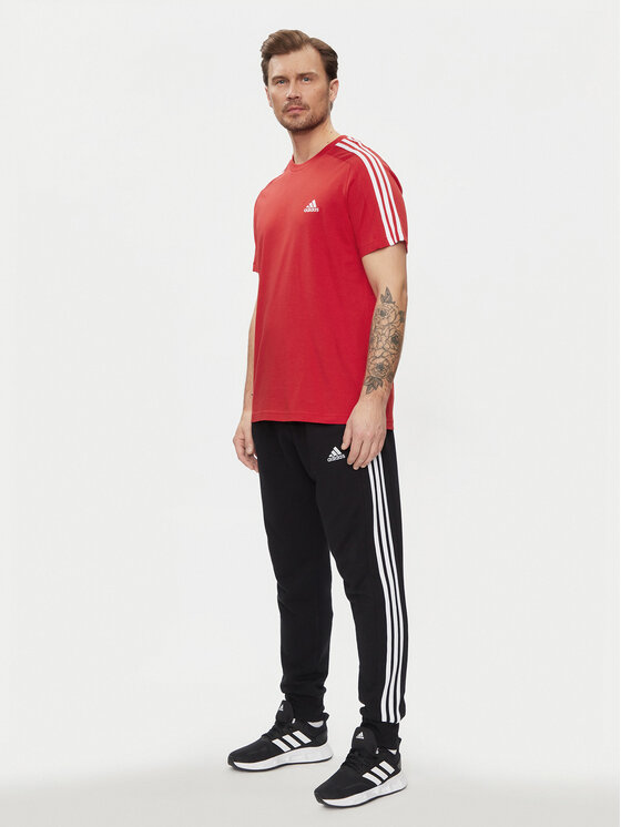 adidas Tričko Essentials Single Jersey 3-Stripes T-Shirt IC9339 Červená ...