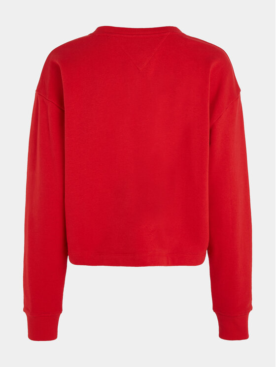 Tommy Jeans Sweatshirt Ess Logo DW0DW16393 Rot Cropped Fit | Modivo.de