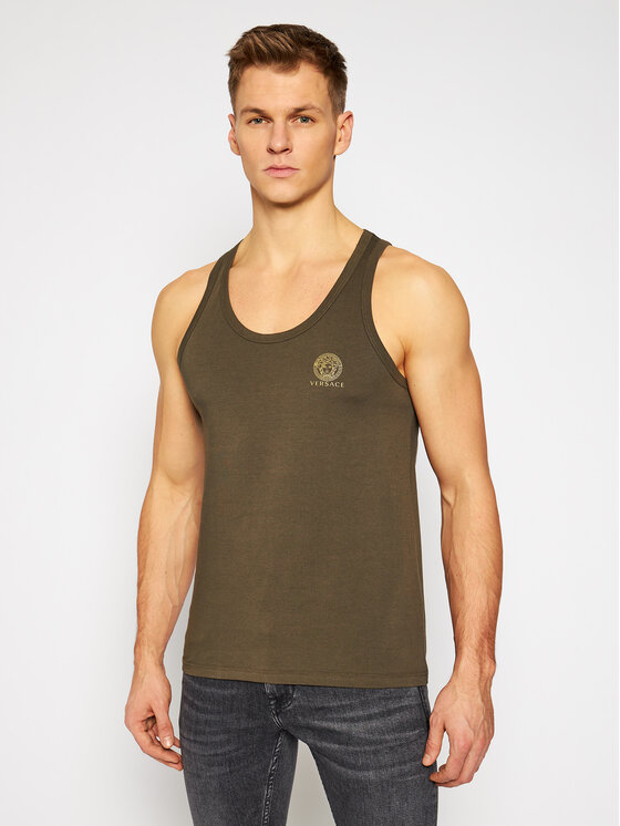 Versace Tank top Medusa AUU01012 Zielony Regular Fit | Modivo.pl