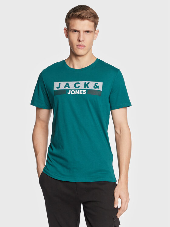 Jack&Jones T-Shirt Corp Logo 12151955 Zielony Regular Fit | Modivo.pl