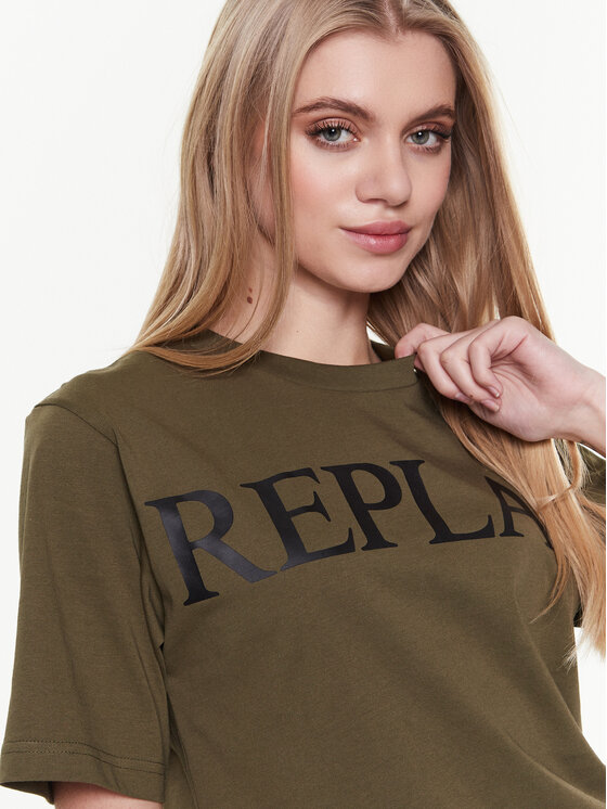 Replay T-Shirt W3698E.000.23188P Zielony Relaxed Fit | Modivo.pl