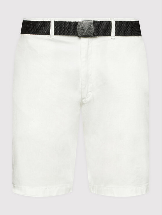 Calvin Klein Szorty Materiałowe Garment Dye Belted K10k109443 Biały