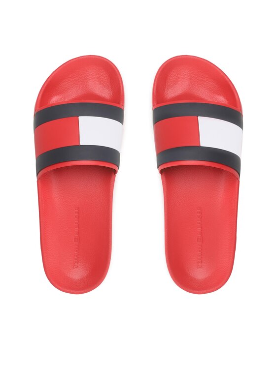 Tommy Hilfiger Pantoletten Rubber Th Flag Pool Slide FM0FM04263 Rot Modivo