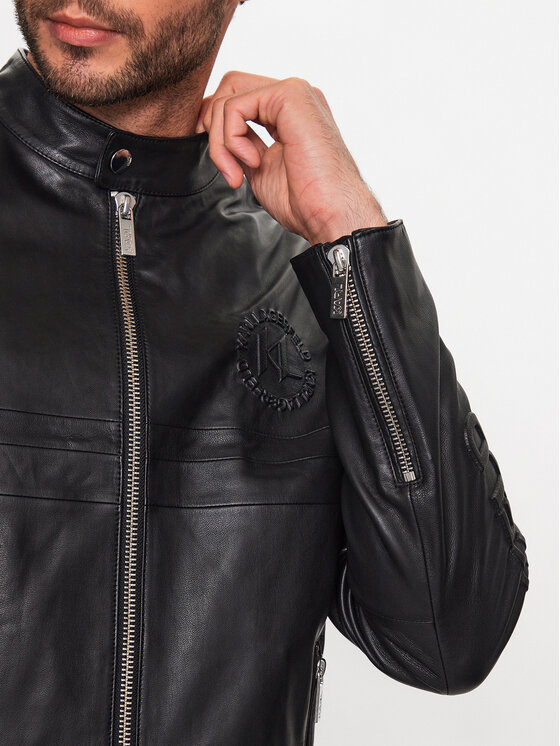 KARL LAGERFELD Odinė striukė 555015 532409 Juoda Regular Fit | Modivo.lt