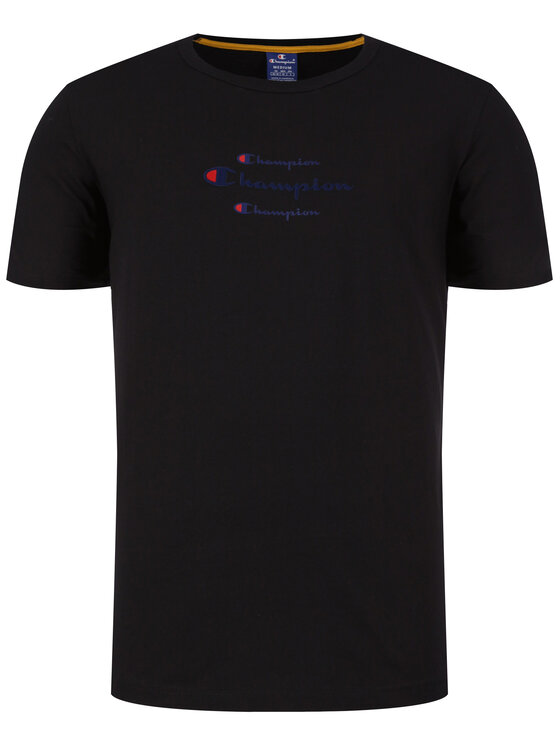Champion T-Shirt Triple Script 214330 Czarny Regular Fit | Modivo.pl