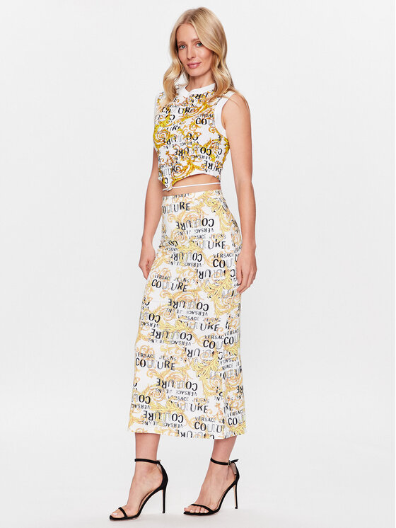 Versace Jeans Couture Миди пола 74HAE808 Бял Regular Fit | Modivo.bg