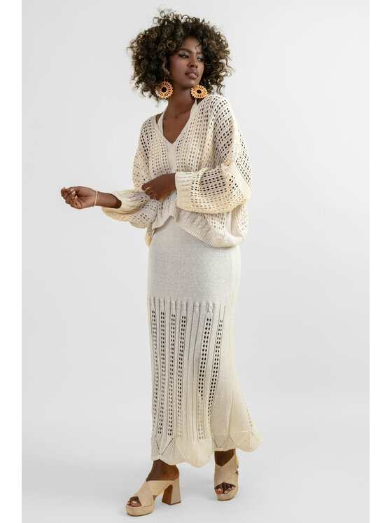 Fobya Komplet top i spódnica F1672 Écru | Modivo.pl