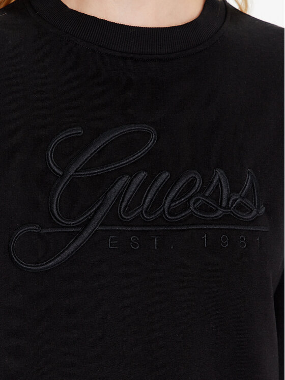 Guess Суитшърт Logo Script W3GQ12 KBK32 Черен Regular Fit | Modivo.bg