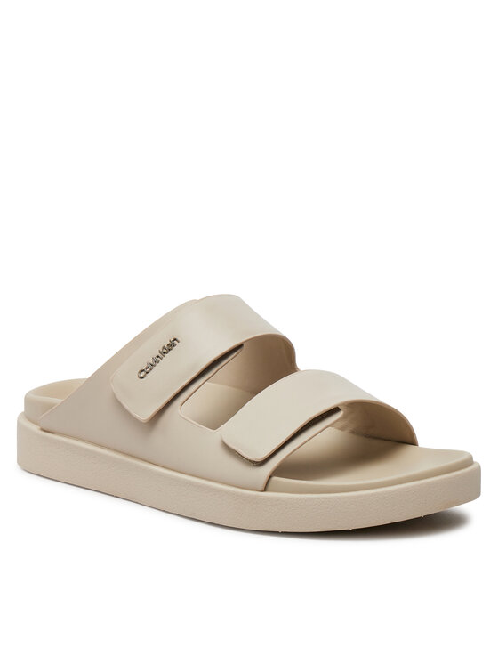 Calvin Klein Ciabatte Flat Adj Slide Calvin Mtl Lth HW0HW01954 Écru ...