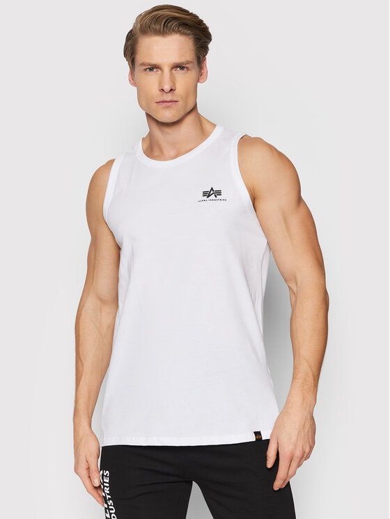 Alpha Industries Tank top Small Logo 196541 Biały Regular Fit | Modivo.pl