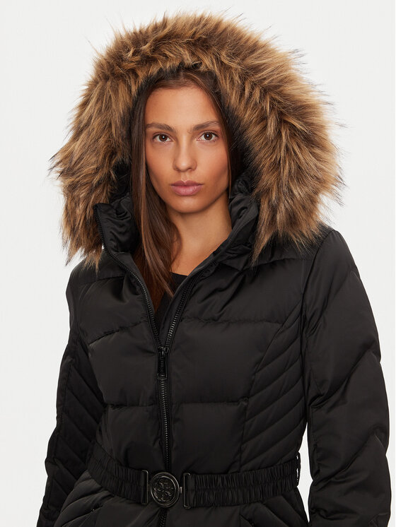 Guess Geacă din puf New Olga W4BL41 WEX52 Negru Regular Fit | Modivo.ro