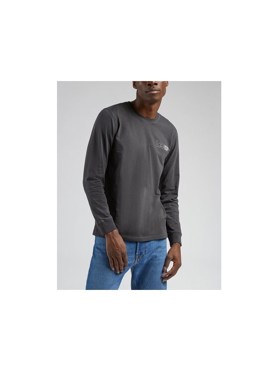 Lee T-Shirt LS LOGO TEE Czarny Regular Fit | Modivo.pl